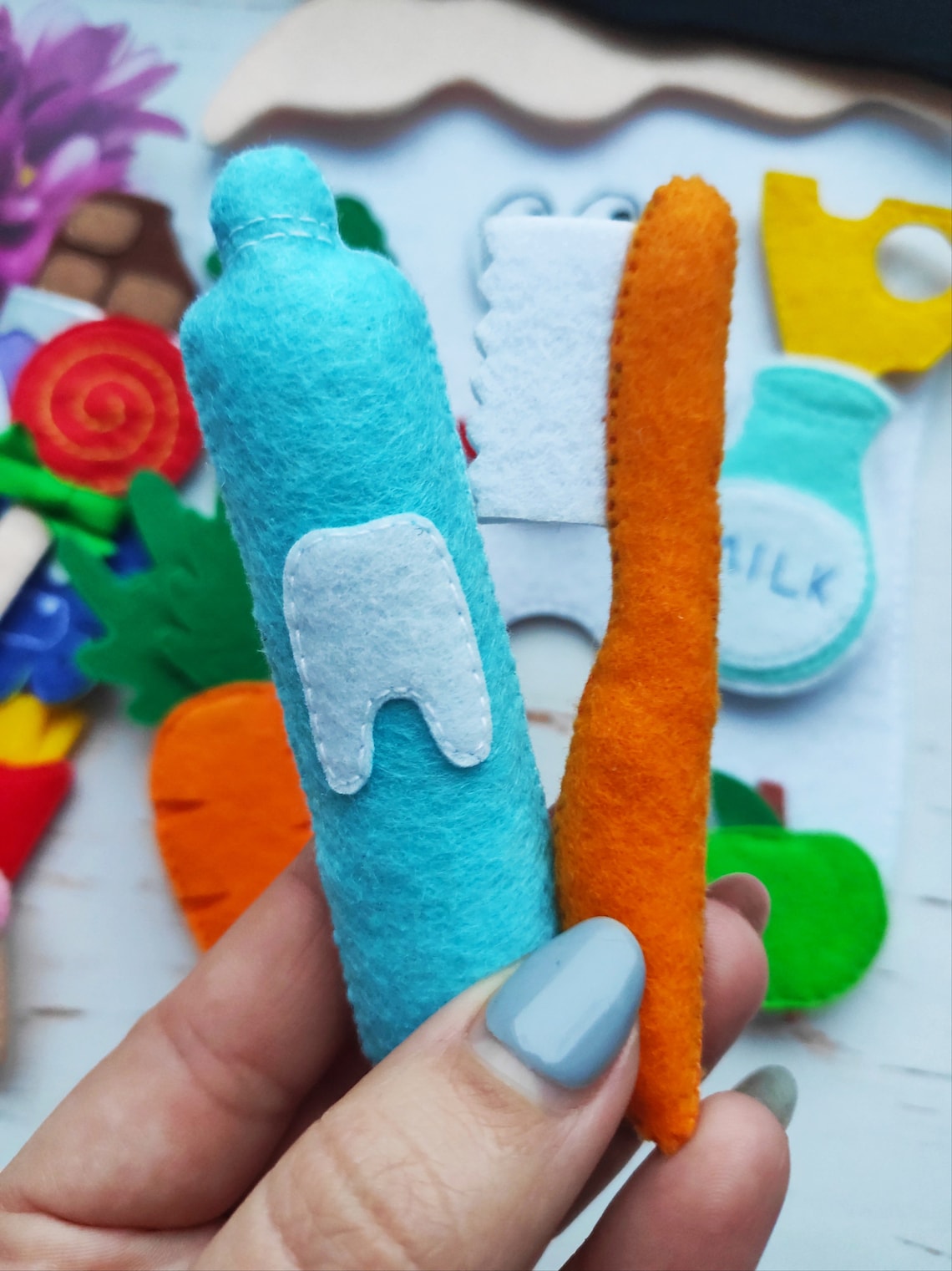 Felt Game clean Tooth. Felt Happy Tooth and Sad Tooth. Tooth Brushing ...