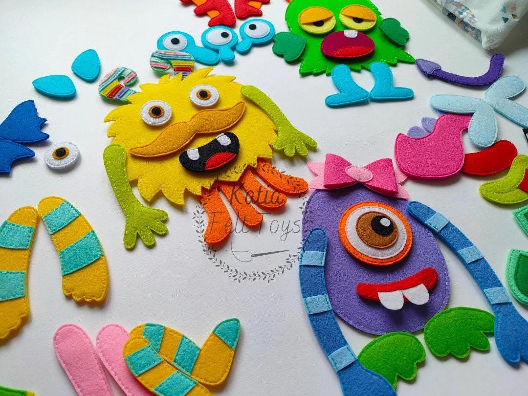 Monster Puzzle. Create Faces and Feelings for Monsters. Kids Craft ...