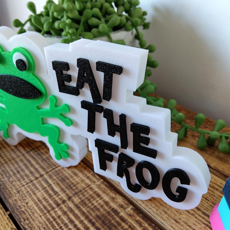 Eat the Frog 3D Printed Sign, Motivational Quote - Etsy UK
