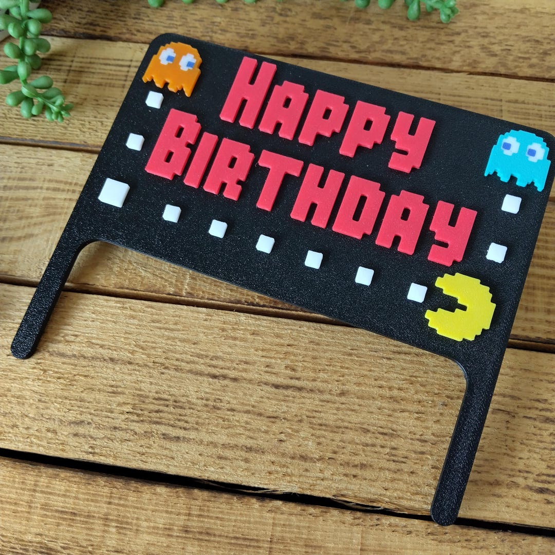 Pac-man Cake Topper, 3D Printed Retro Gaming Birthday Cake Decoration ...