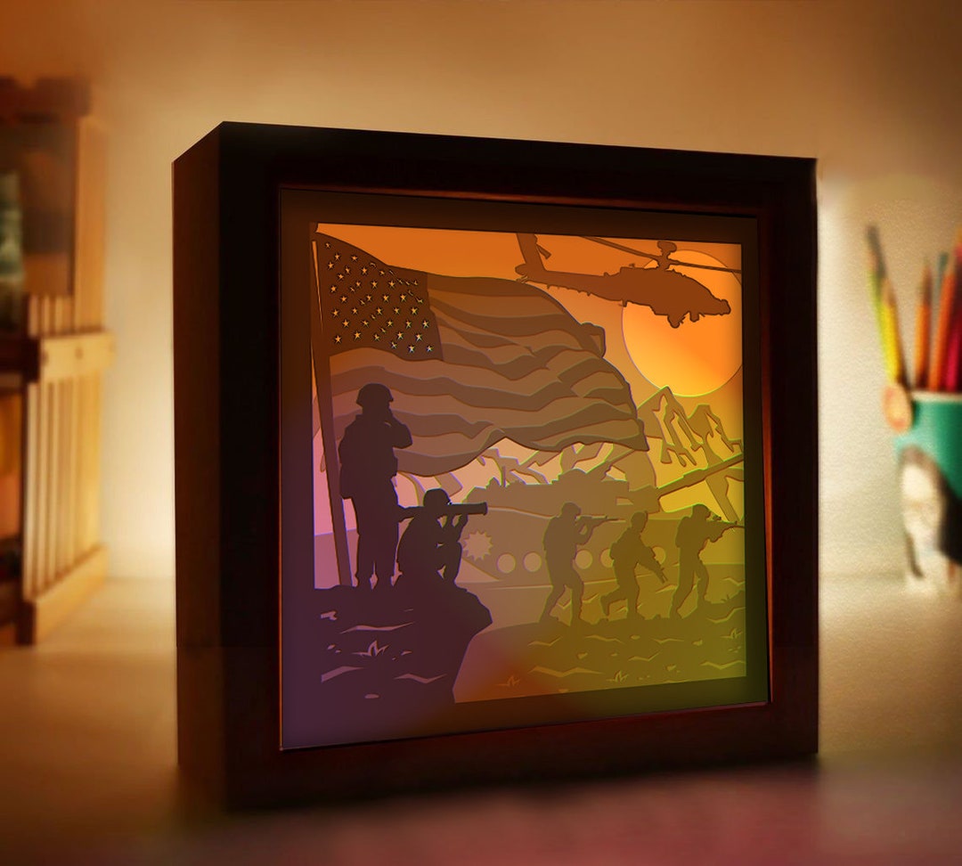 Army Shadow Box: Military 3D Paper Cut Lightbox SVG (digital Download) - Etsy