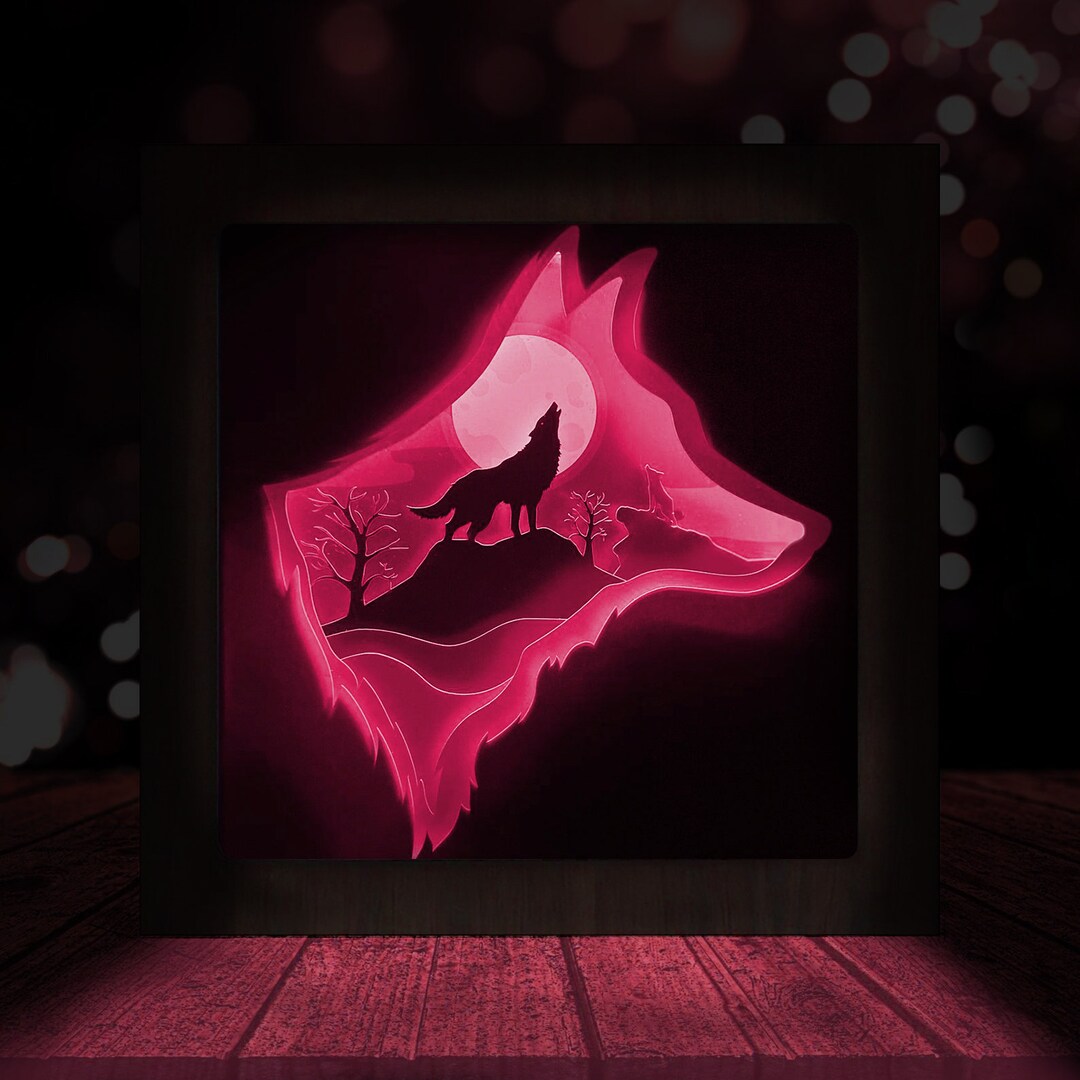 Wolf Shadow Box SVG: 3D Paper Cut Light Box Template (digital Download ...