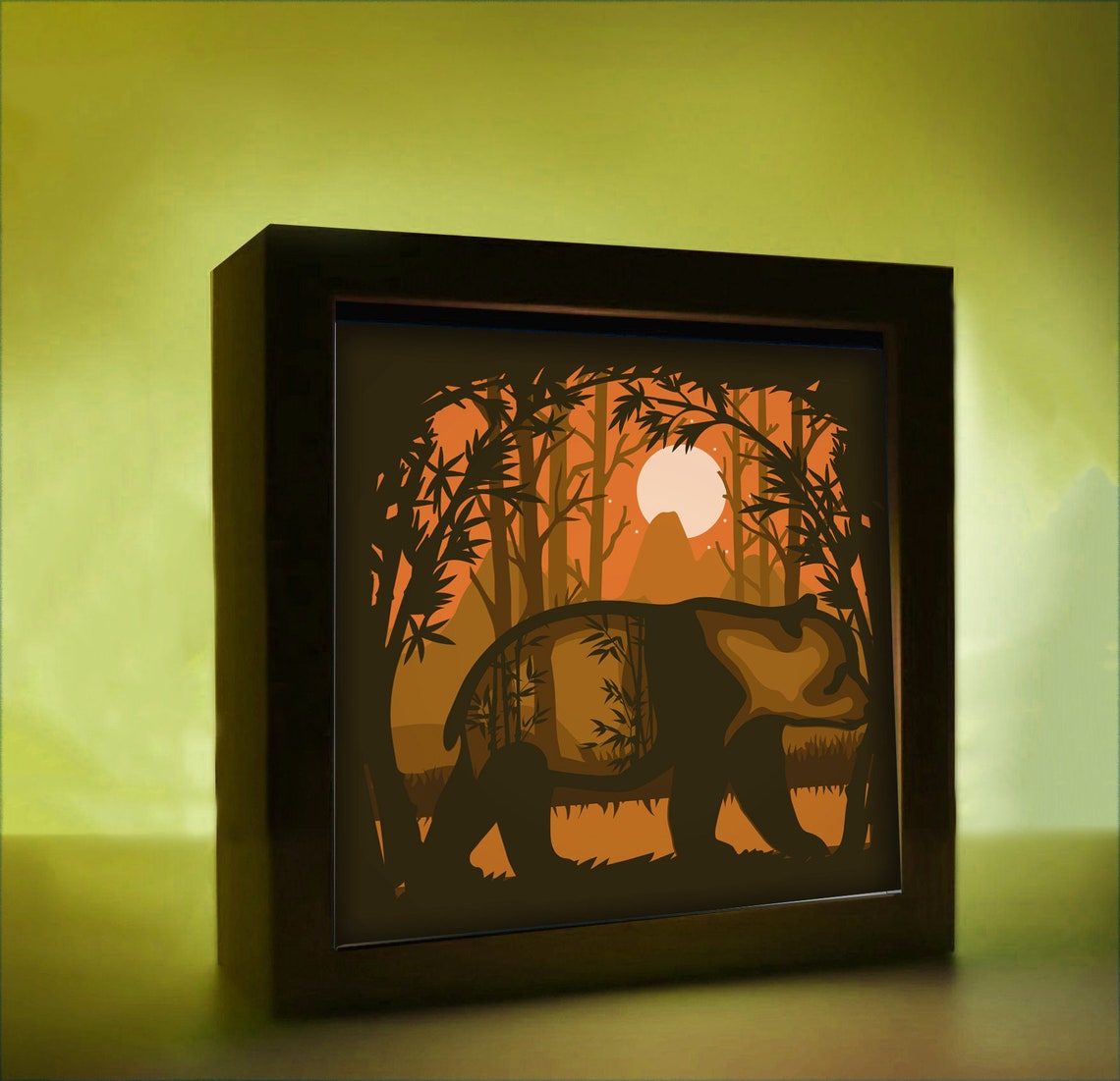 Panda Shadow Box SVG 3D Paper Cut Light Box Template Panda - Etsy