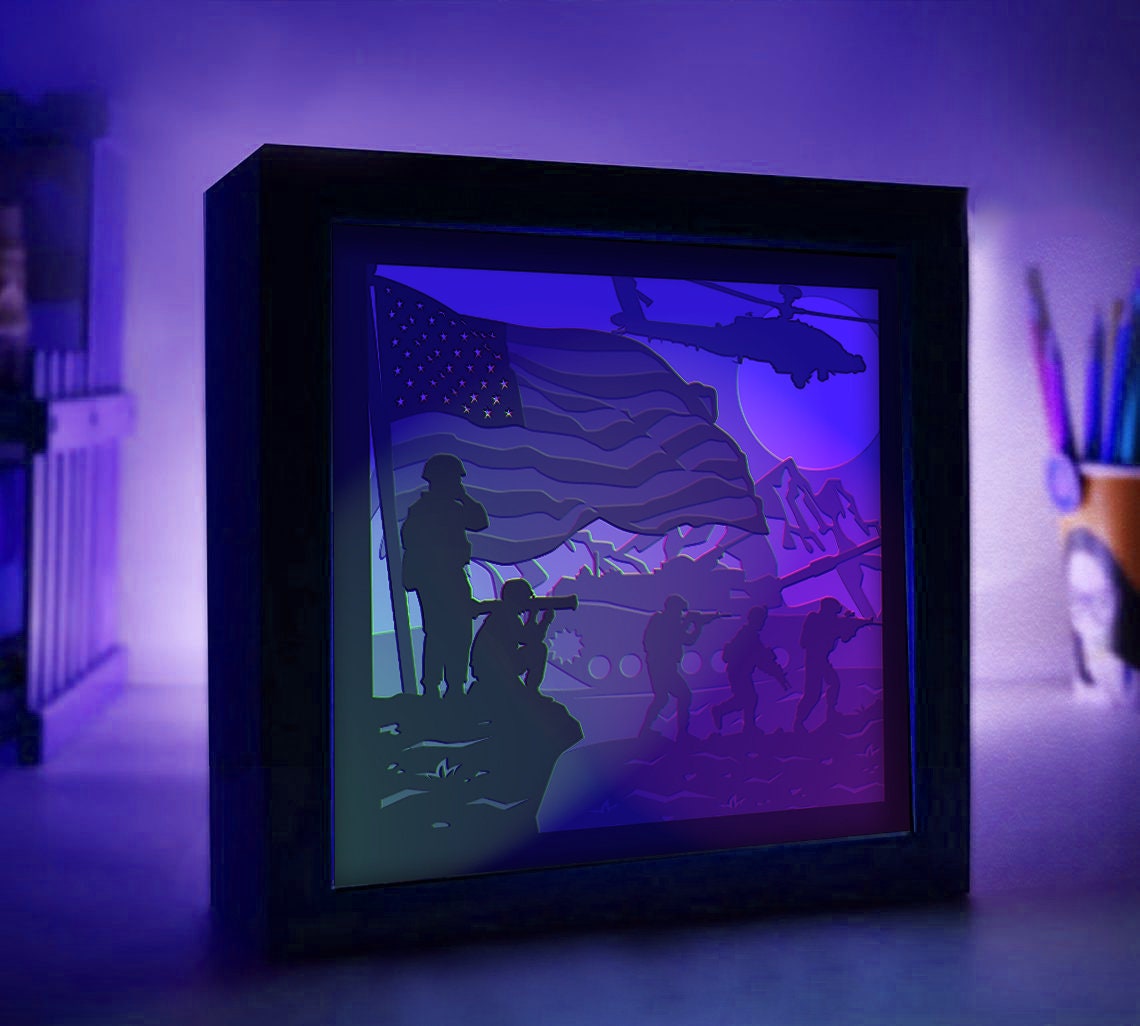 Army Shadow Box: Military 3D Paper Cut Lightbox SVG (digital Download ...
