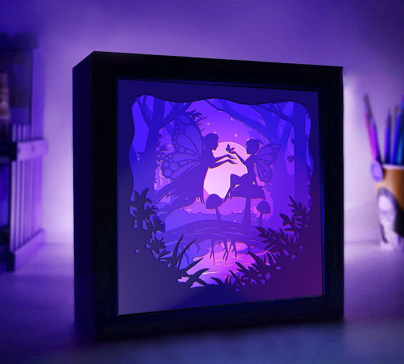 Fairy Moon Shadow Box Lightbox SVG Paper Cut Shadow Box - Etsy