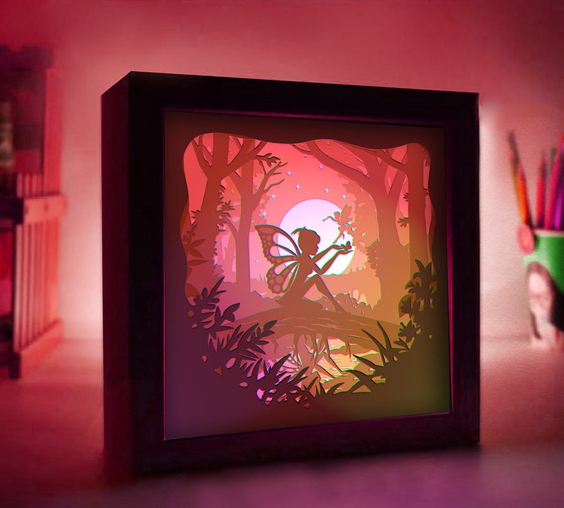 Fairy Moon Shadow Box Lightbox SVG Paper Cut Shadow Box - Etsy