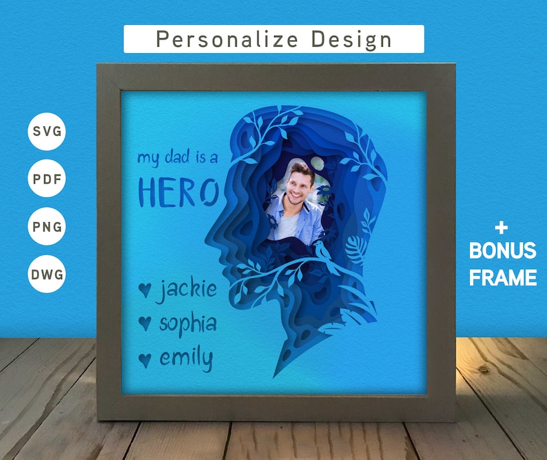 3D DAD Shadow Box With Custom Names Fathers Day Day Shadow - Etsy