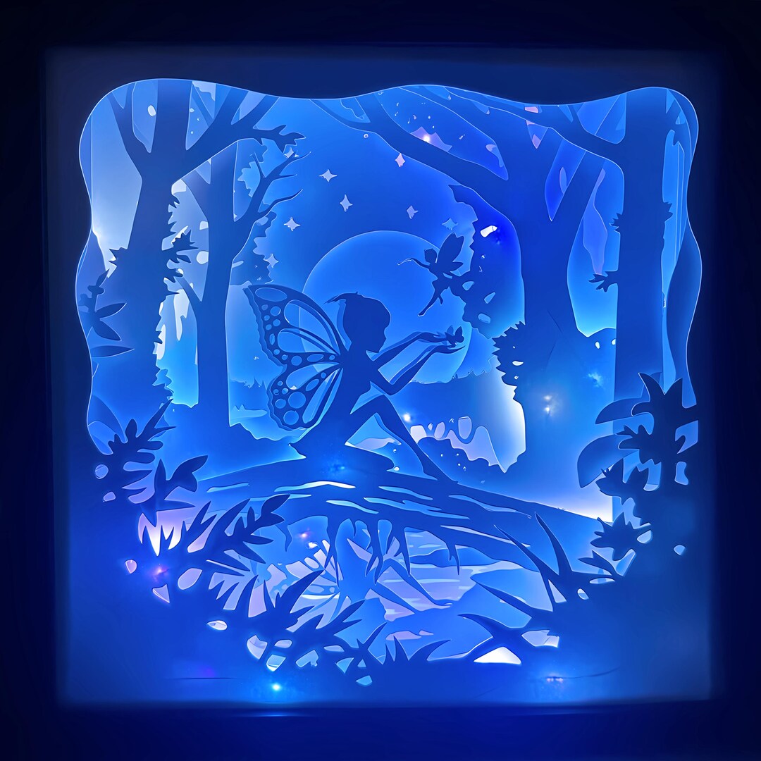Fairy Moon Shadow Box SVG: Paper Cut Lightbox Template (digital File ...