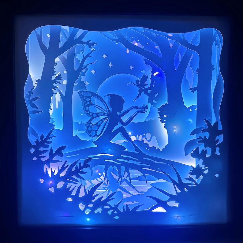Fairy Moon Shadow Box SVG: Paper Cut Lightbox Template (digital File ...