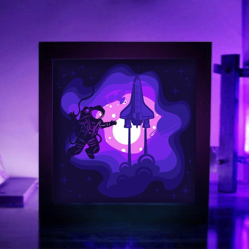 Space Cosmonaut Shadow Box SVG Template Star Astronaut - Etsy