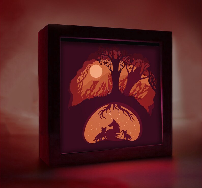 Fox Light Box Template SVG Digital Download Files Shadow Box - Etsy