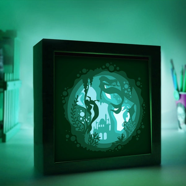 Mermaid Shadow Box Template - Etsy