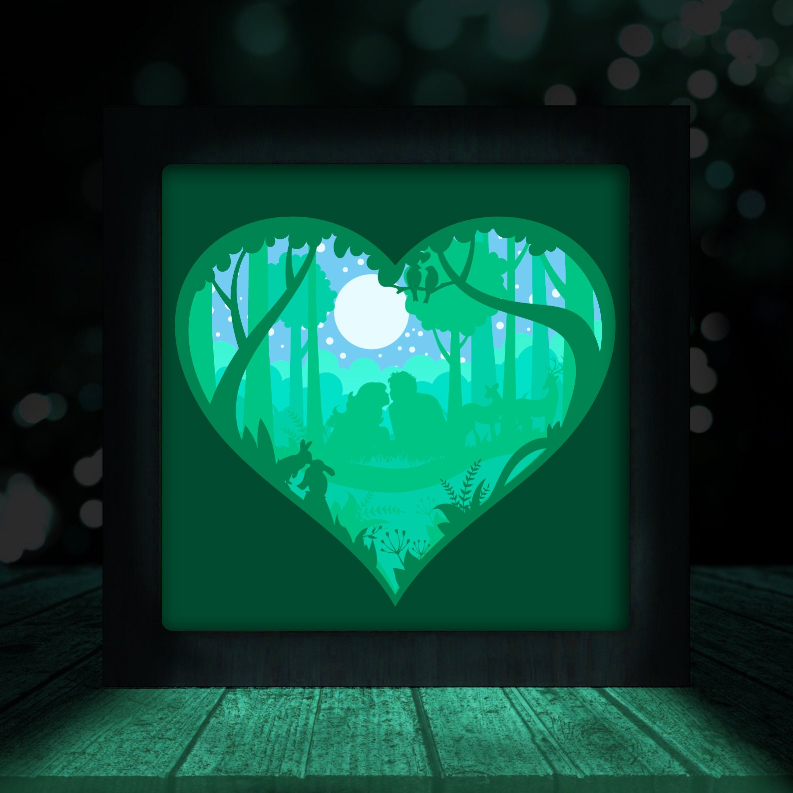 Valentine's Day Shadow Box, Love Light Box Template, SVG Digital ...