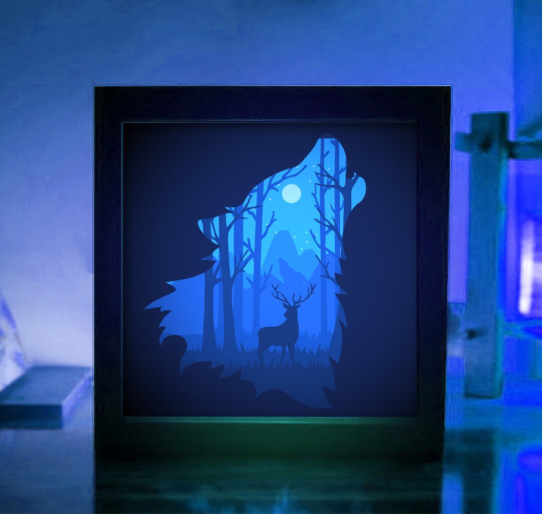 Wolf in Deer 3D Paper Cut Light Box Template (SVG Digital Download) - Etsy