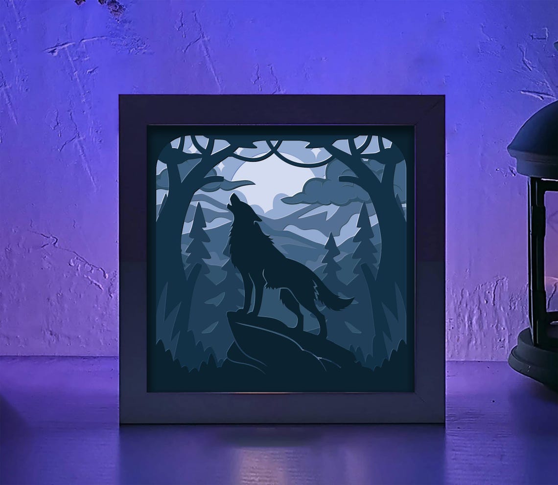 Wolf Mountain 3D Paper Cut Light Box Template (SVG Digital Download) - Etsy