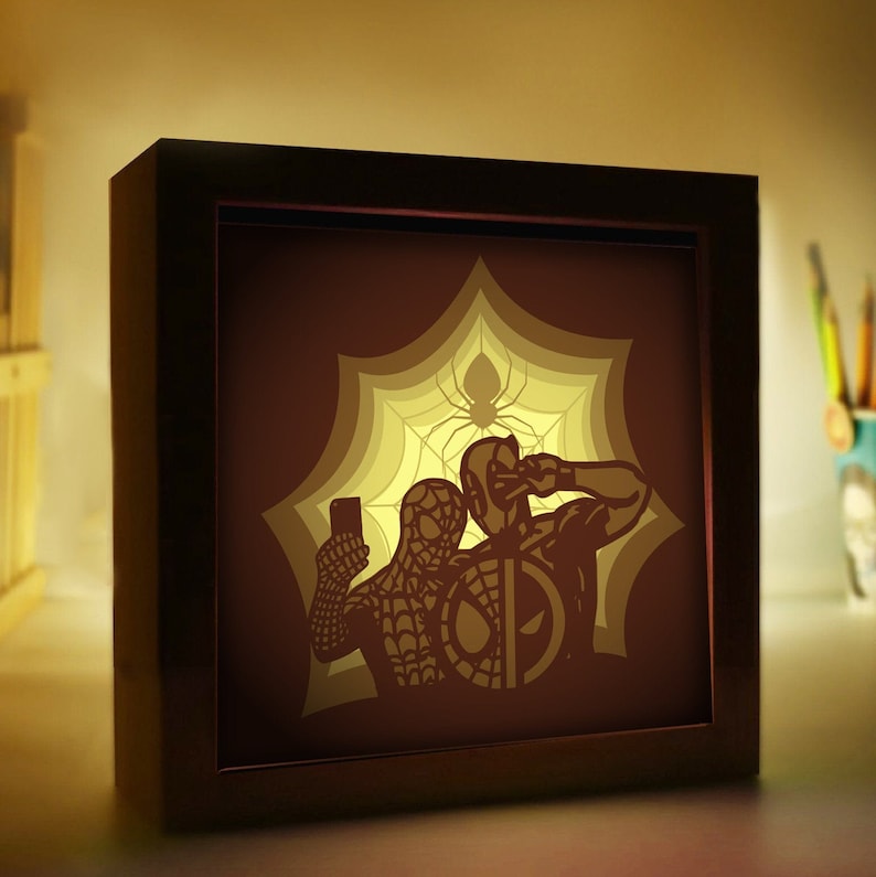 Deadpool Vs Spider Man 3D Shadow Box Template Paper Cut | Etsy