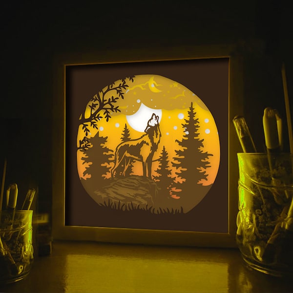 Wolf Shadow Box - Etsy