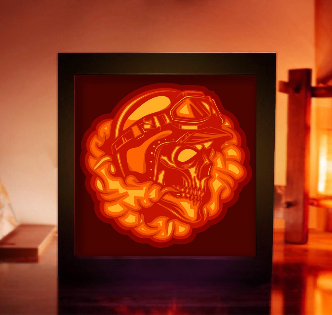 Skull Shadow Box Template Ghost Rider Shadow Box Light Box | Etsy