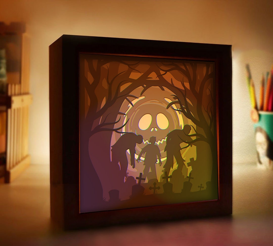 Halloween Light Box Template Scarecrow Shadow Box SVG for - Etsy