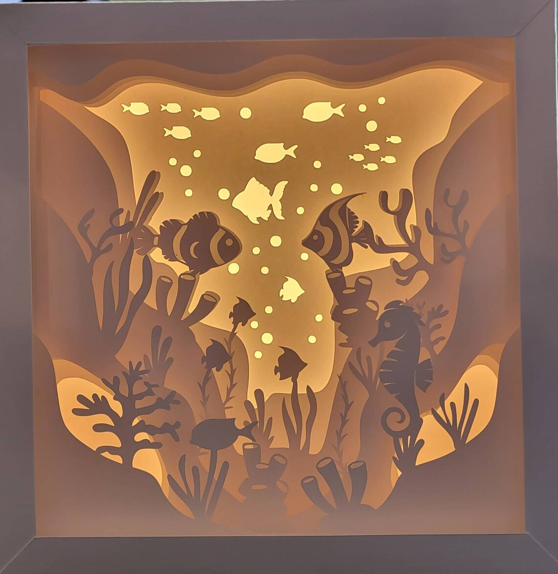 Ocean Fish Shadow Box SVG: 3D Layered Paper Cut Template (digital ...