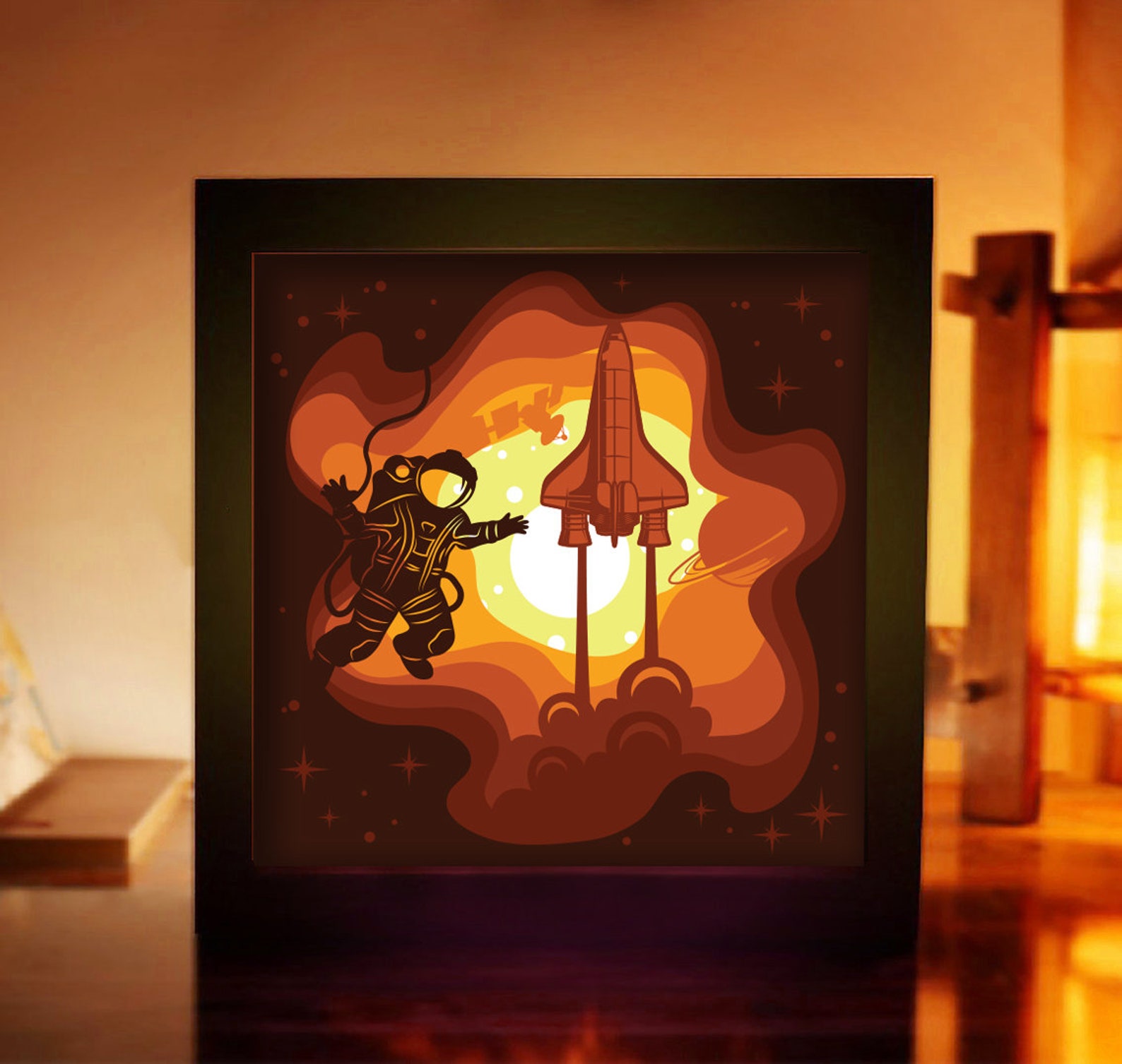 Astronaut Shadow Box Space Light Box Template SVG Digital - Etsy UK