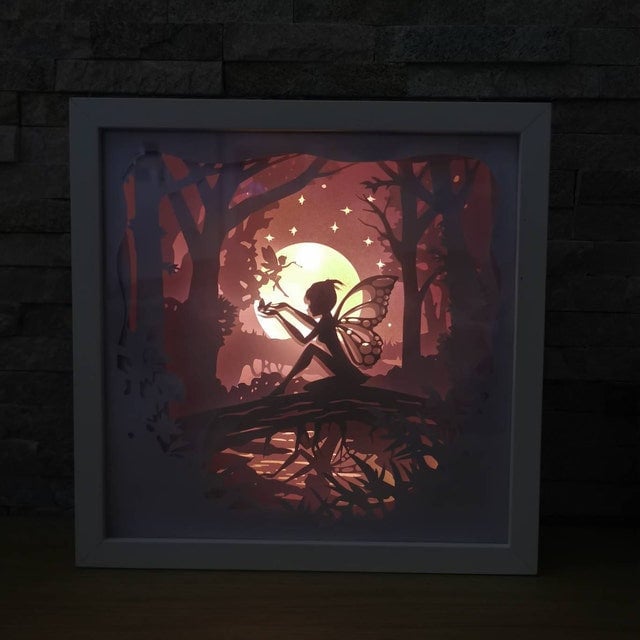 Fairy Moon Shadow Box Lightbox SVG Paper Cut Shadow Box - Etsy