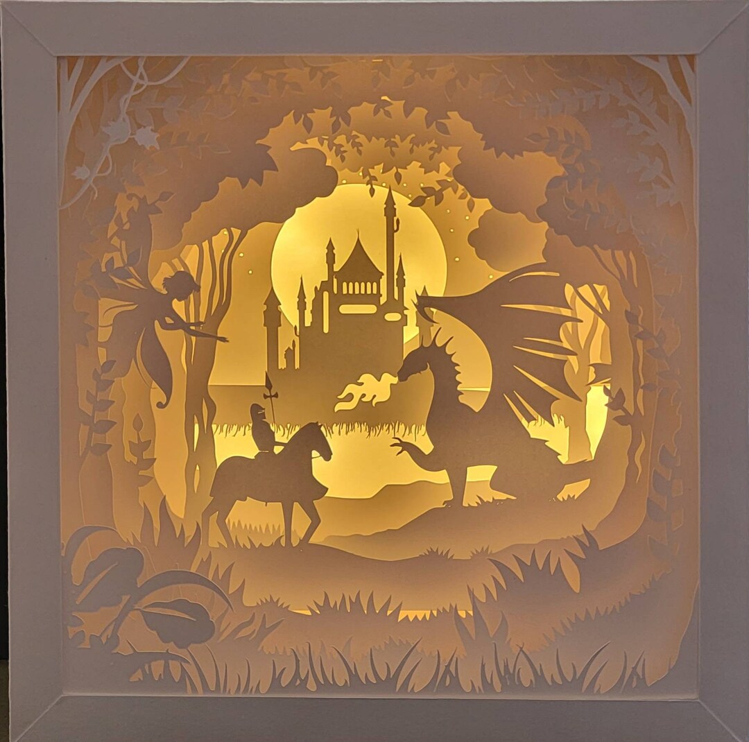 Dragon Paper Cut Light Box, Shadow Box, Gift , 3D Paper Cut Light Box ...