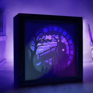 Old Train Shadow Box, Lightbox SVG Paper Cut Shadow Box, Shadowbox Card ...