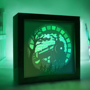 Old Train Shadow Box, Lightbox SVG Paper Cut Shadow Box, Shadowbox Card ...