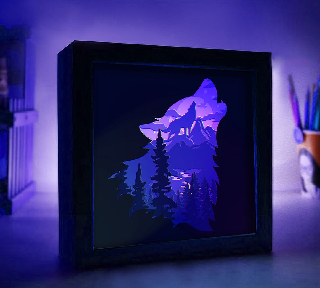Wolf Mountain 3D Paper Cut Light Box Template (SVG Digital Download) - Etsy