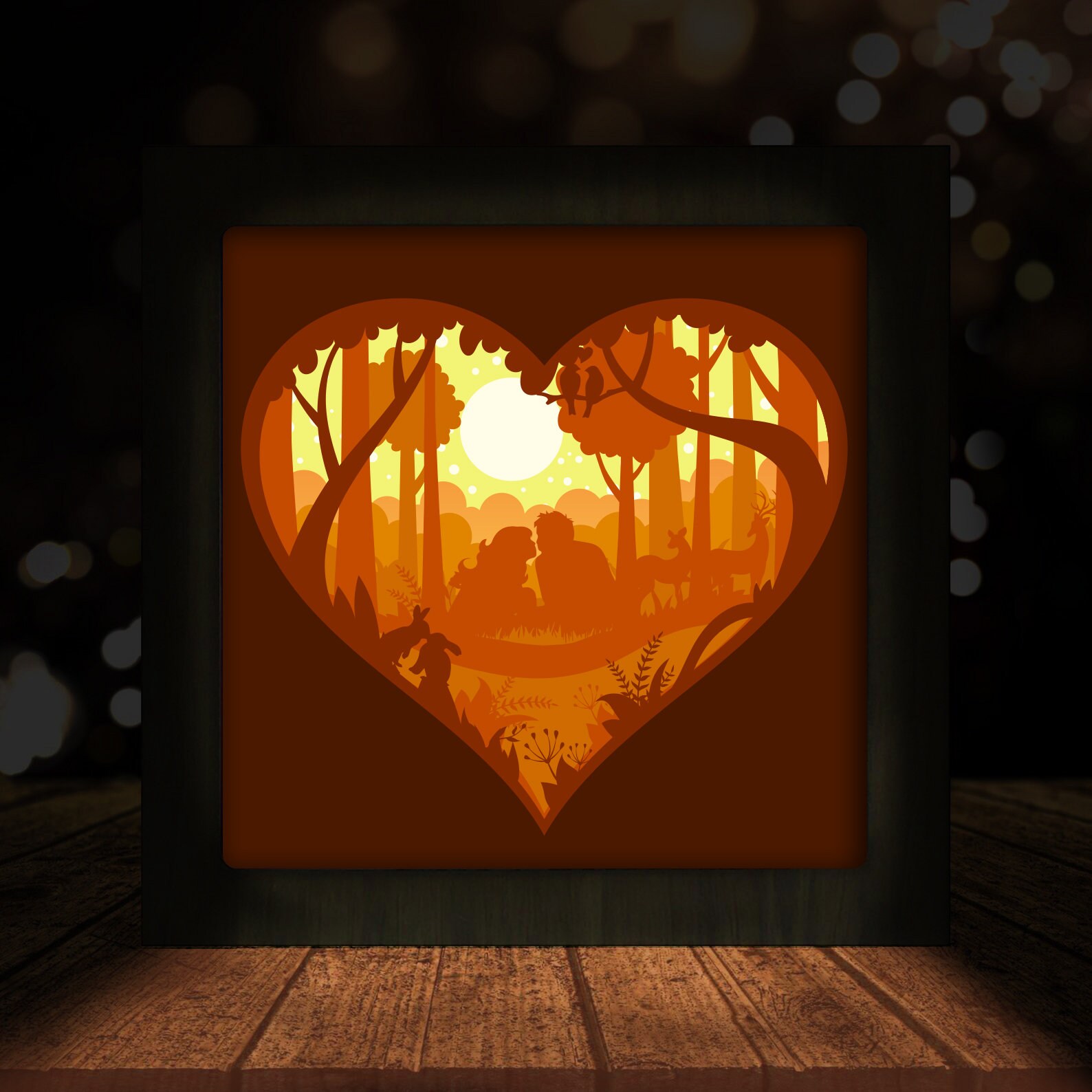 Valentine's Day Shadow Box, Love Light Box Template, SVG Digital ...