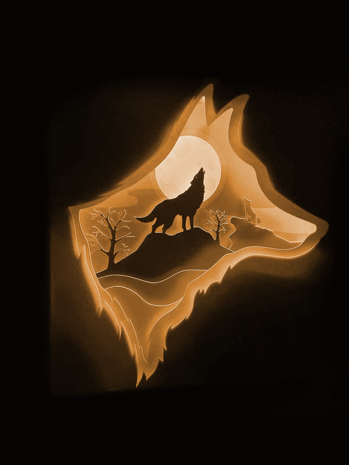 Wolf Shadow Box SVG: 3D Paper Cut Light Box Template (digital Download ...