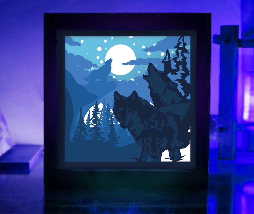 Wolf Team, Wolf Shadow Box, SVG Digital Download Files, Light Box SVG ...