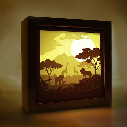 Baby Safari Nursery Light Box Shadow Box Template SVG - Etsy