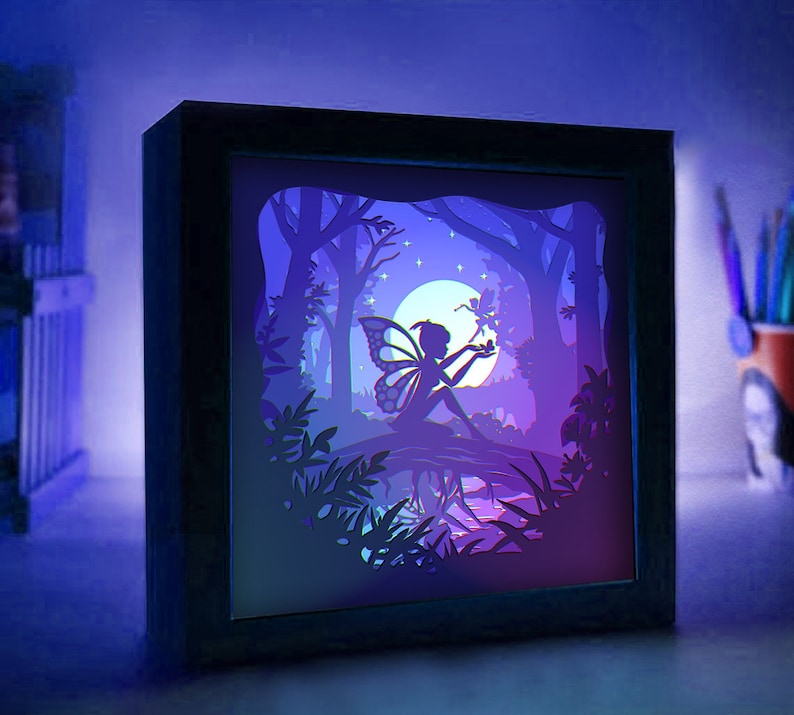 Fairy Moon Shadow Box SVG: Paper Cut Lightbox Template (digital File ...