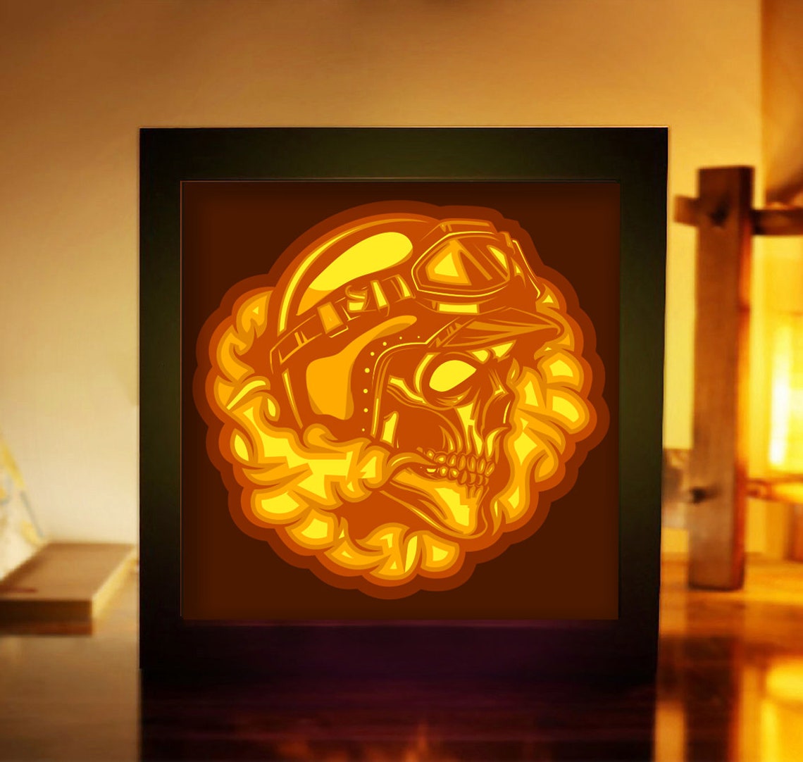 Skull Shadow Box Template Ghost Rider Shadow Box Light Box - Etsy