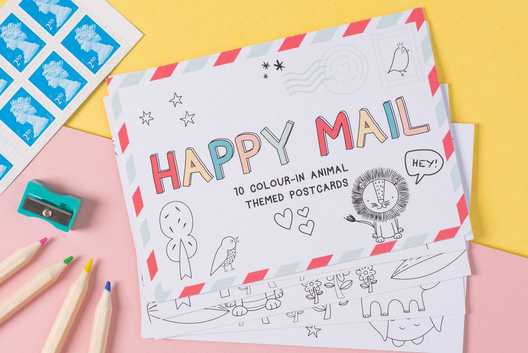 Happy Mail Colour in Postcards X10 - Etsy