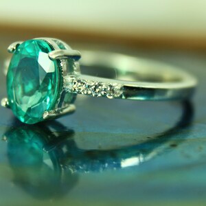 Parrot Green Apatite Ring in White Gold Plated Sterling - Etsy