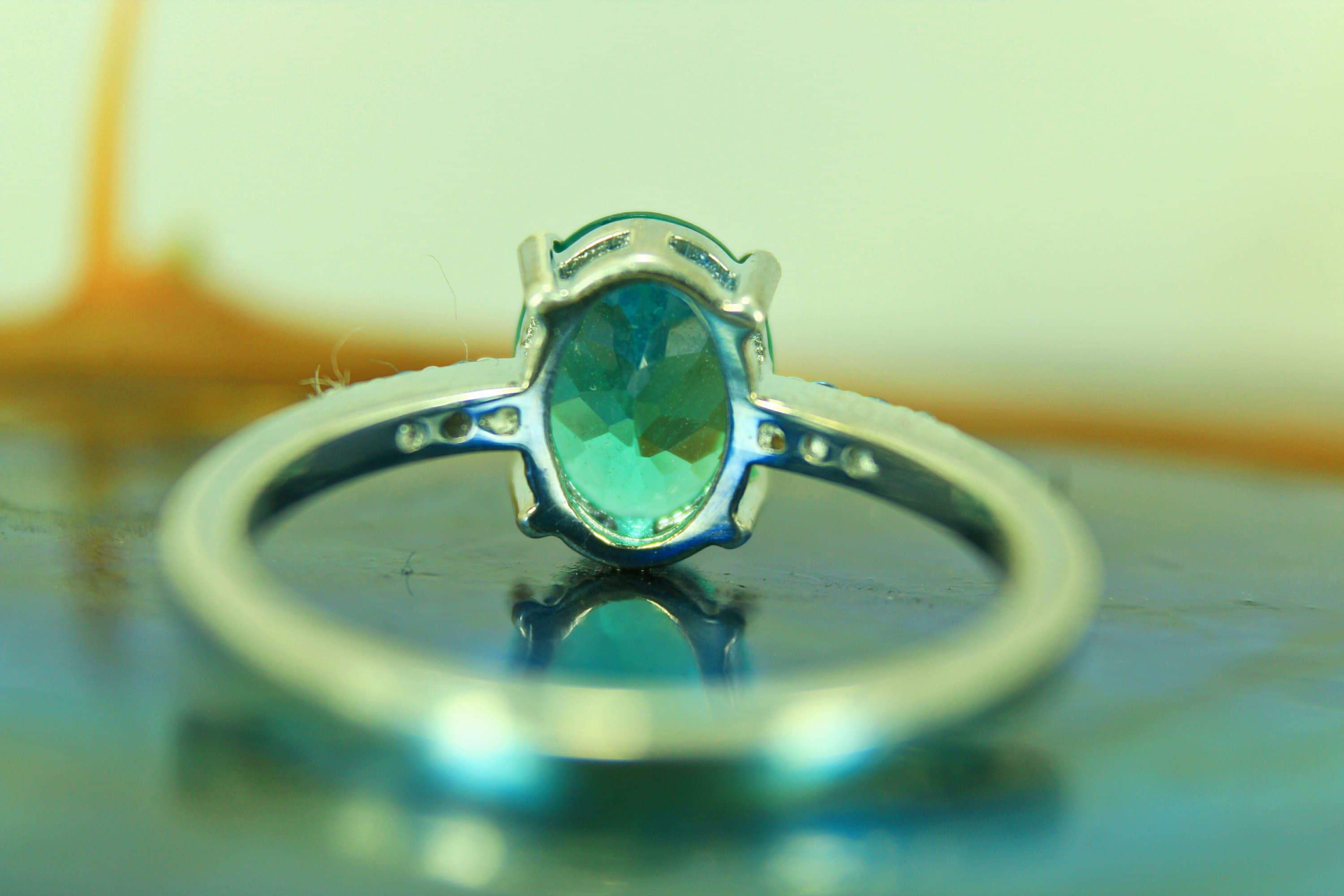 Parrot Green Apatite Ring in White Gold Plated Sterling - Etsy