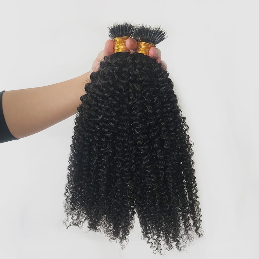 100 Strands/pack Curly Nano Ring Hair Extension Kinky Curly Micro Link ...