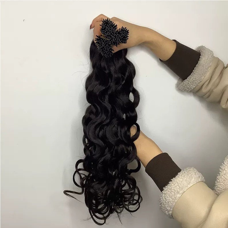 100 Strands/pack Curly I Tip Hair Extensions Microlink Deep Wave Human ...