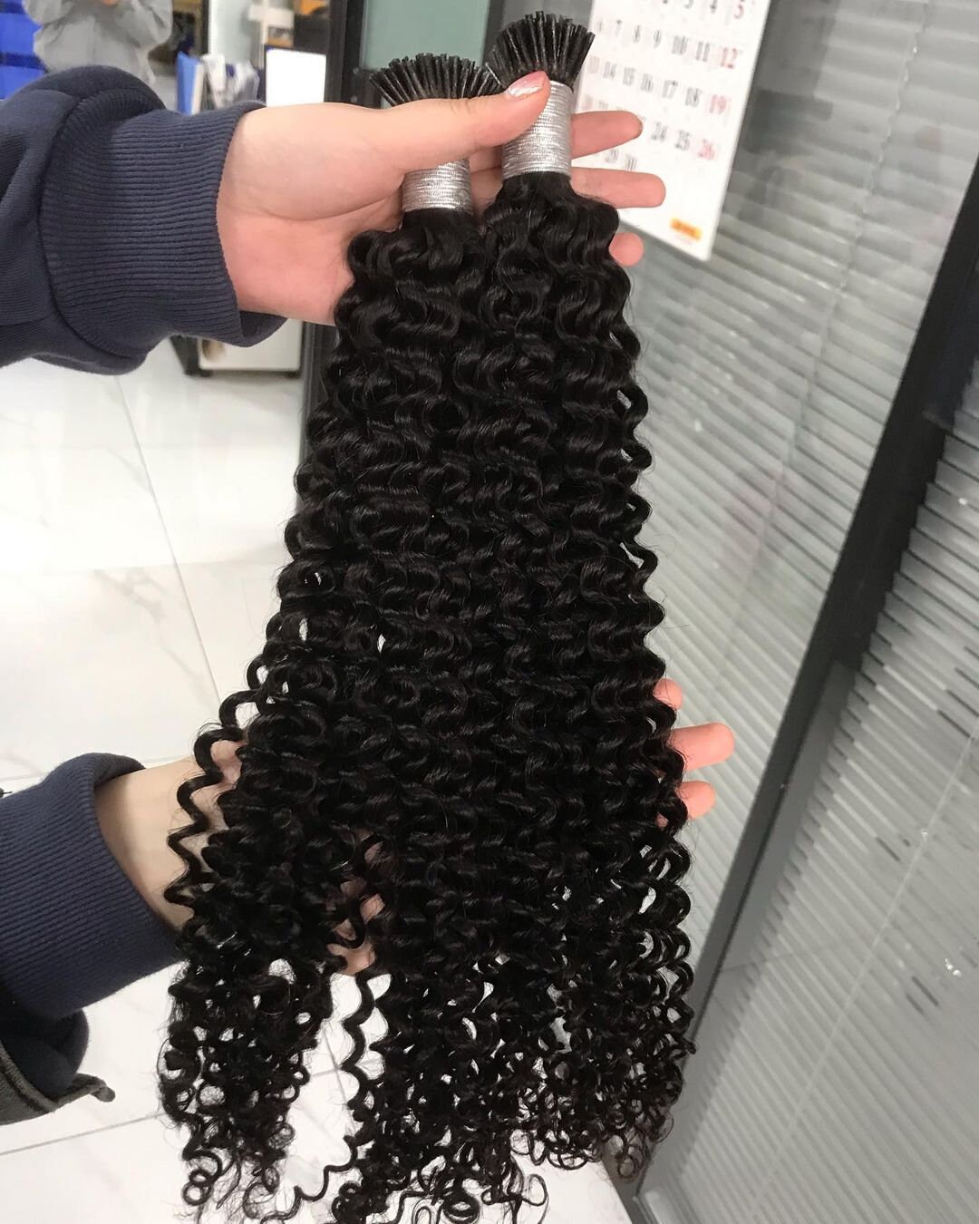 100 Strands/pack Kinky Curly I Tip Hair Extensions Microlink Curly ...