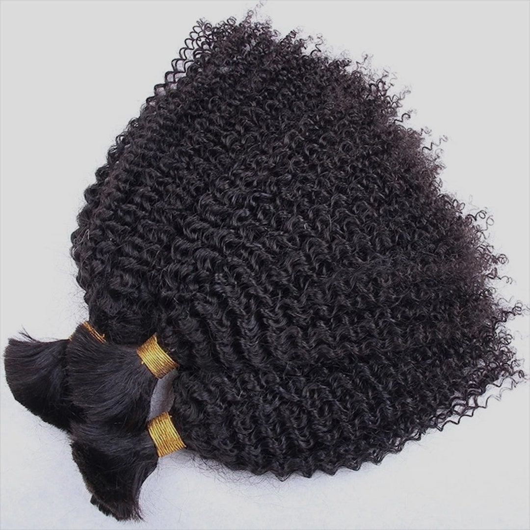 Brazilian Afro Kinky Curly Human Hair Bulk 1/2/3 Bundles for Braiding ...