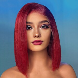 99J Burgundy Straight Lace Front Wigs Brazilian Remy Hair Red - Etsy