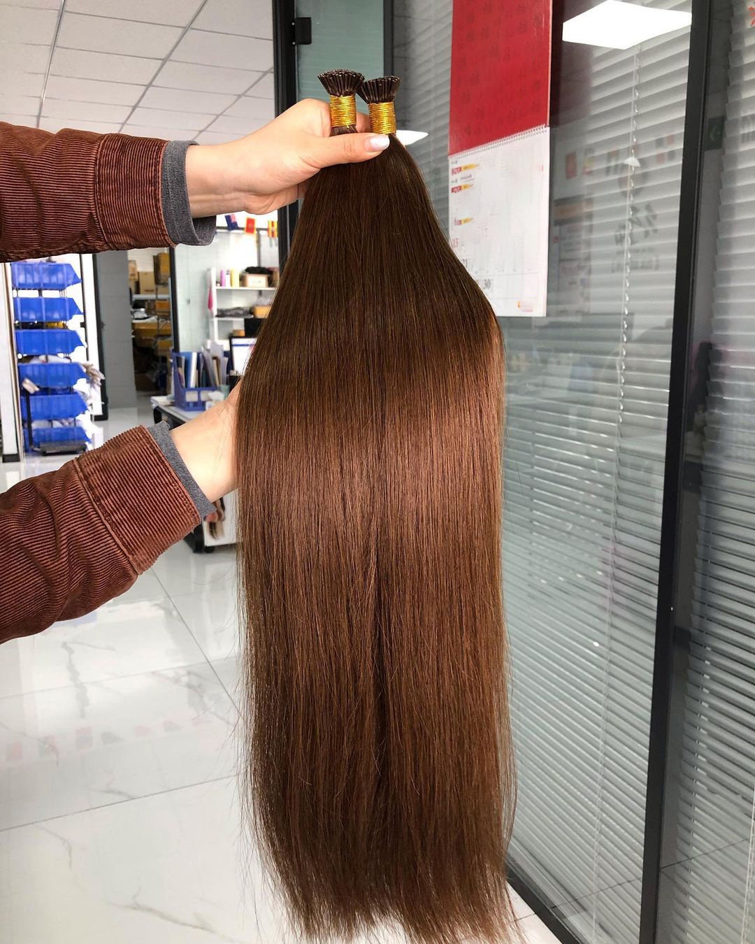 100 Strands/pack Silk Straight I Tip Hair Extensions Microlink Human ...