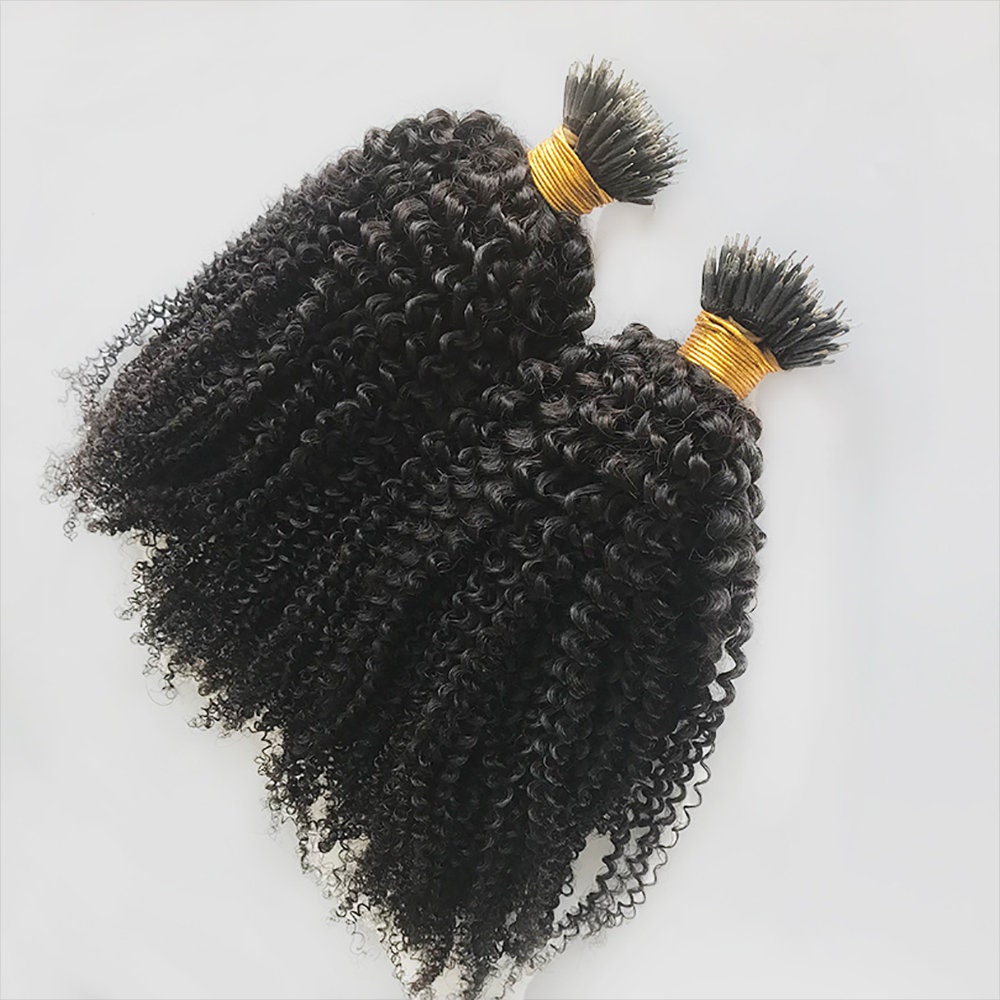 100 Strands/pack Curly Nano Ring Hair Extension Kinky Curly Micro Link ...