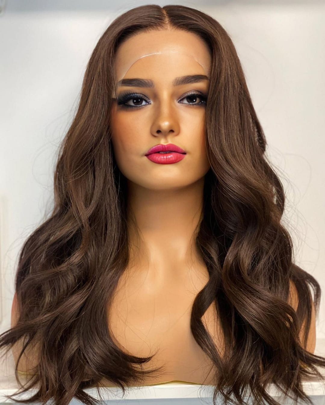 Chocolate Brown Body Wave Lace Front Human Hair Wigs Preplucked ...