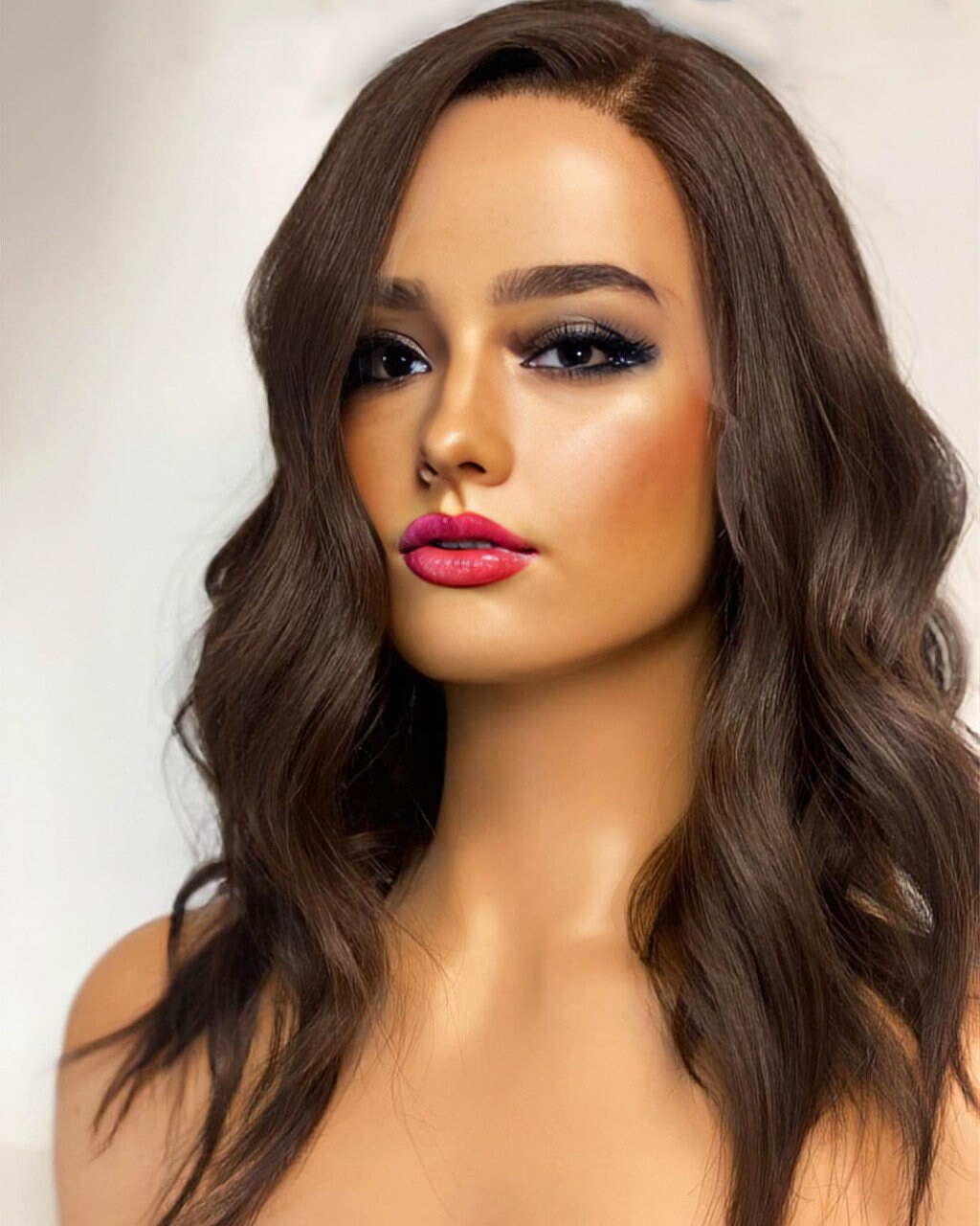 Chocolate Brown Body Wave Lace Front Human Hair Wigs Preplucked ...