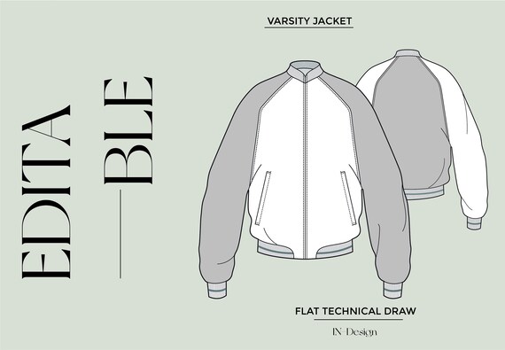 Varsity Jacket PDF Sewing Pattern Sizes XS S M L XL