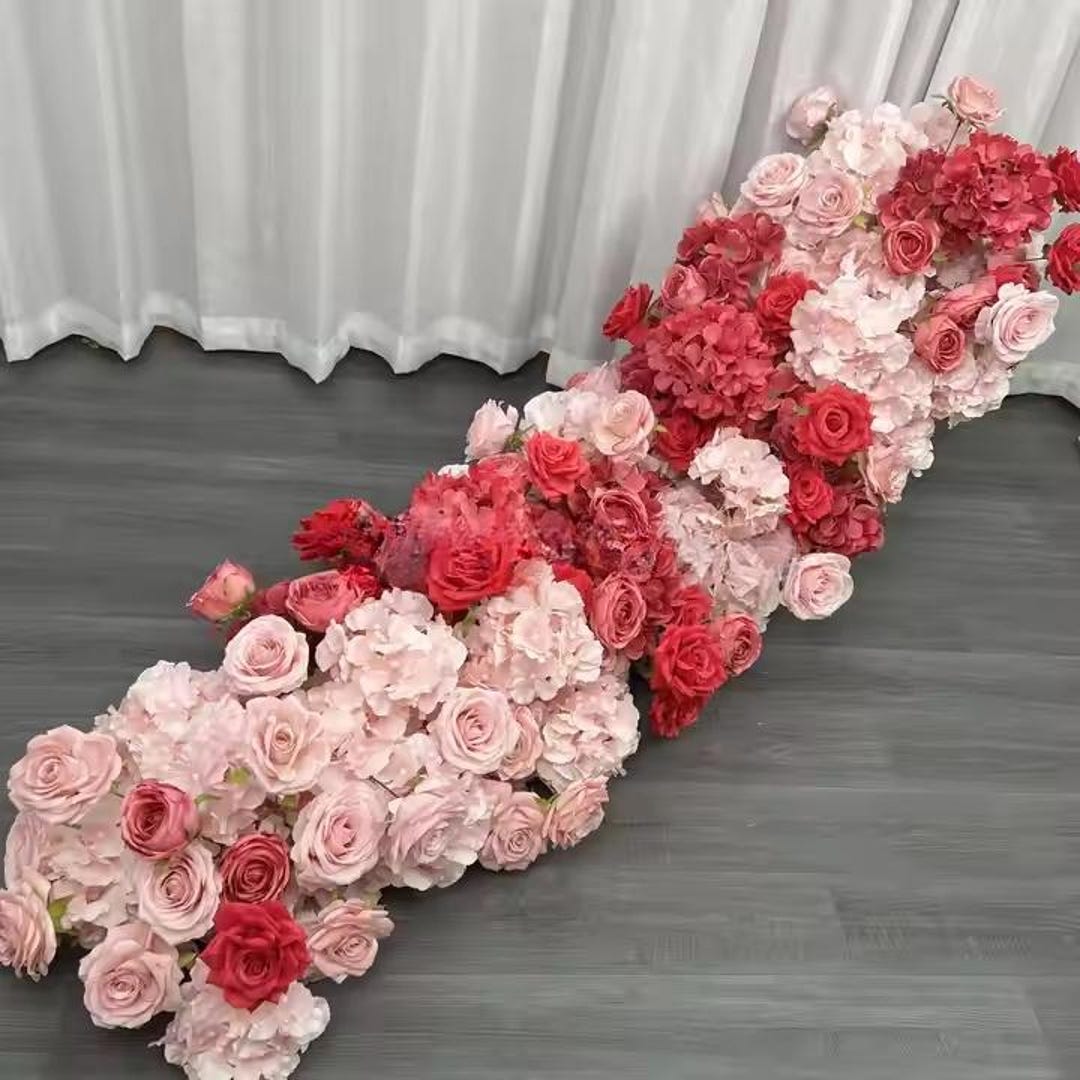 Hot Pink Floral Runner,rose Wedding Flower Garland,aisle Runner,wedding ...
